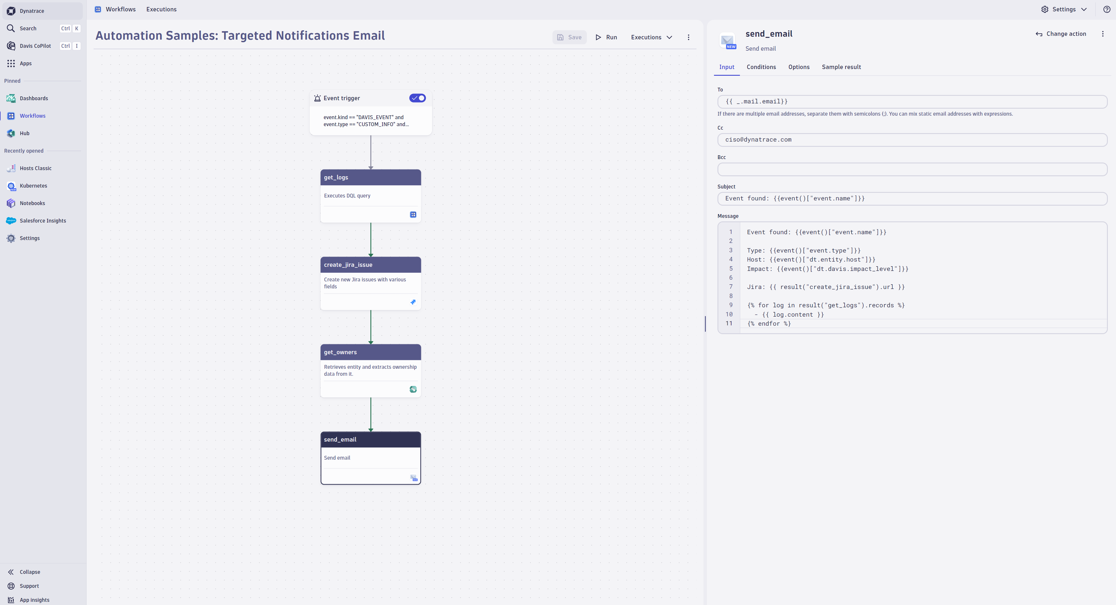 Email for Workflows (Preview) monitoring & observability | Dynatrace Hub