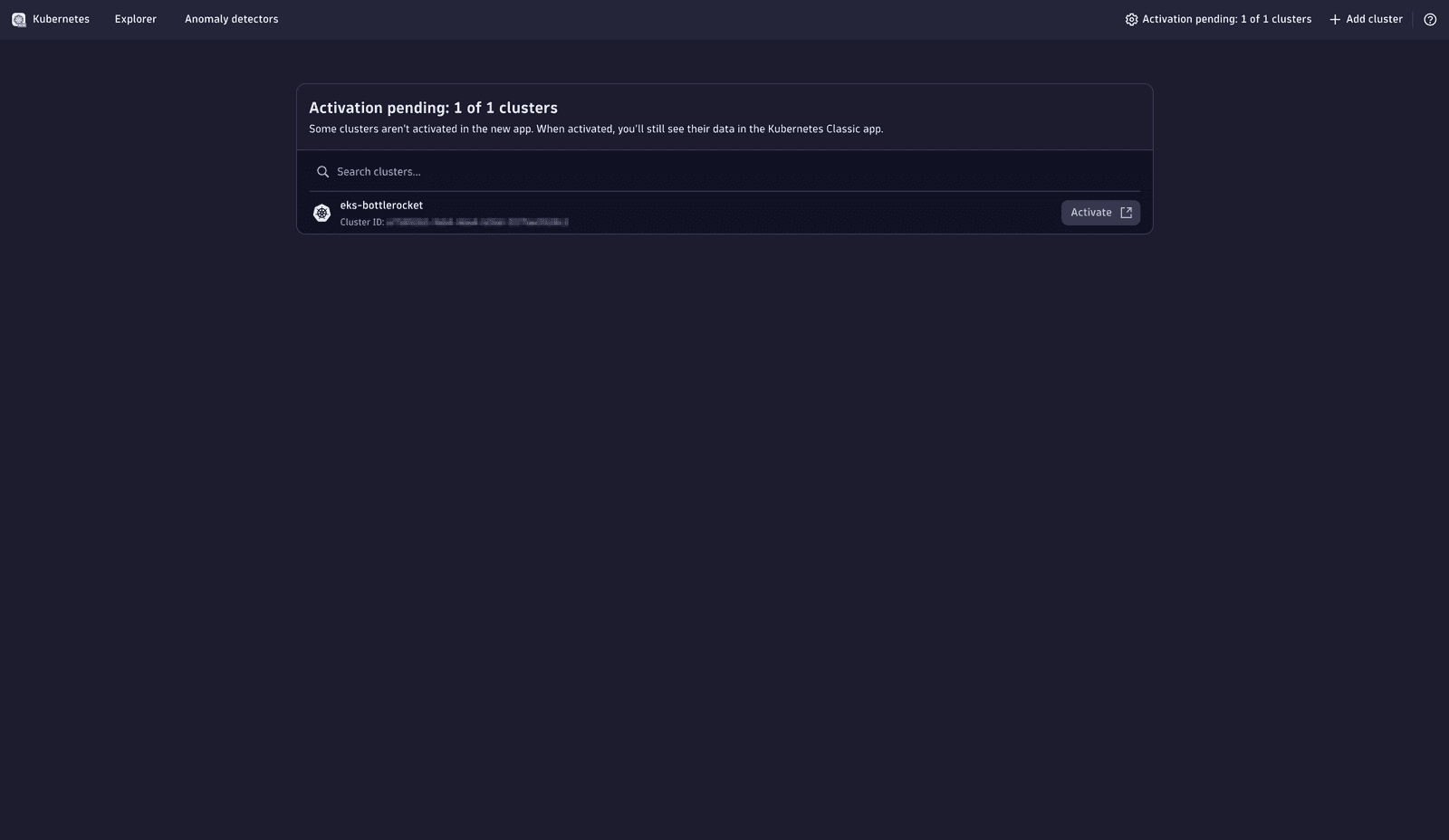 Enable Kubernetes Experience For Existing Clusters — Dynatrace Docs