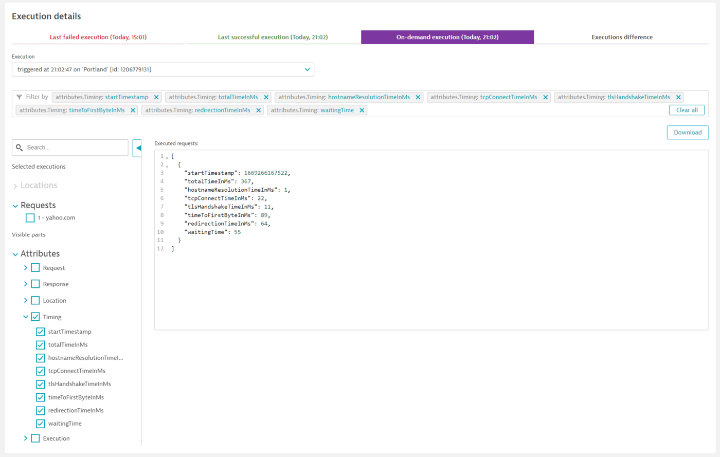 HTTP monitors reporting results (classic) — Dynatrace Docs