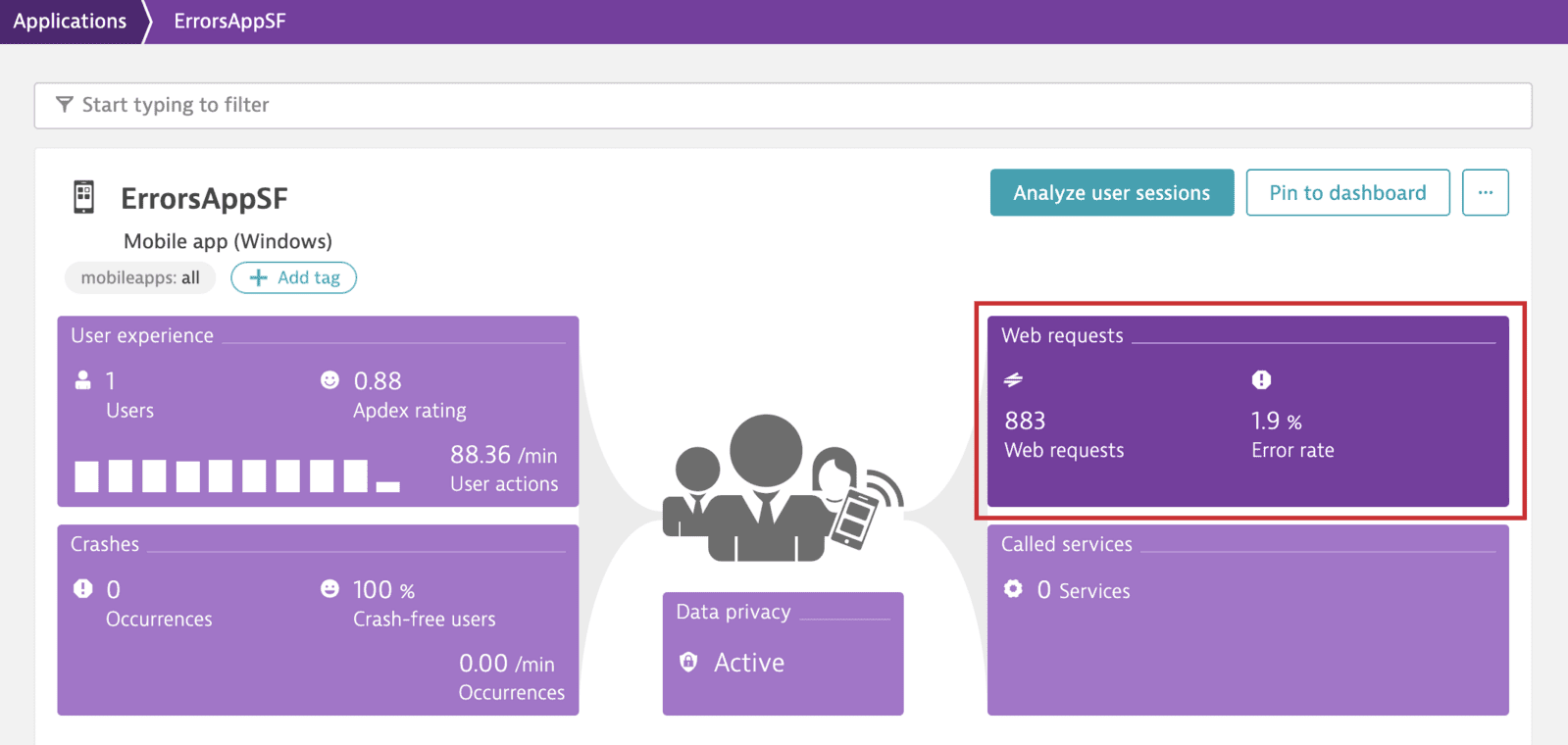 Ignore web request errors for custom applications — Dynatrace Docs