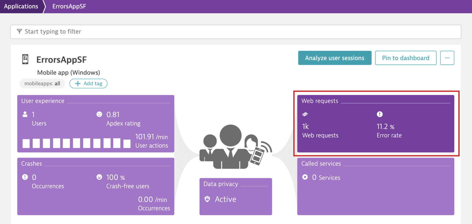 Ignore web request errors for custom applications — Dynatrace Docs