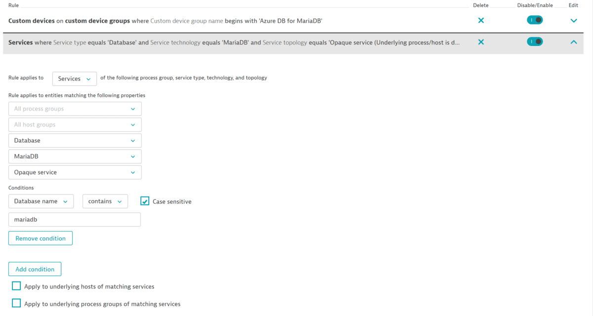 Azure Database for MariaDB monitoring — Dynatrace Docs