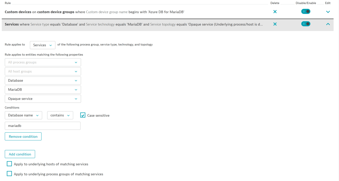 Azure Database for MariaDB monitoring — Dynatrace Docs
