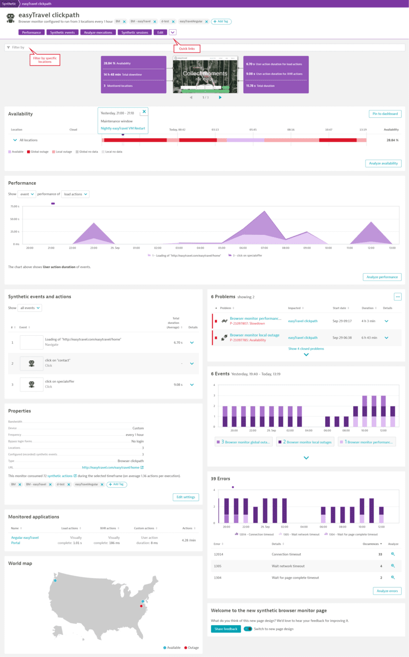 Synthetic details for browser monitors — Dynatrace Docs