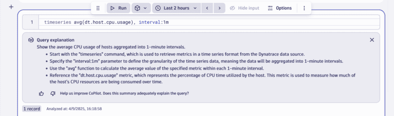 Summarize And Explain Queries With Davis Copilot — Dynatrace Docs