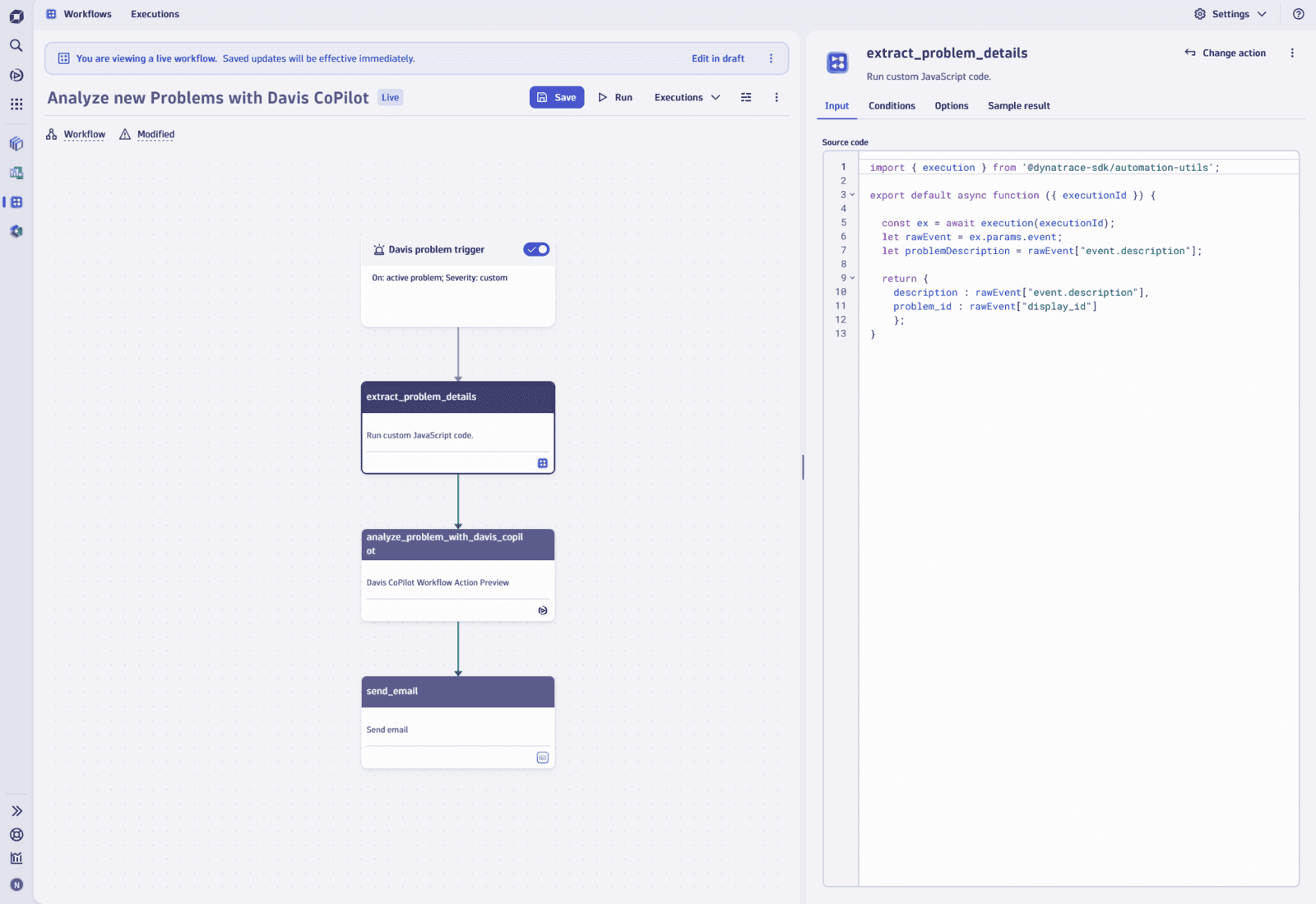 Summarize open problems with Davis CoPilot in Workflows — Dynatrace Docs