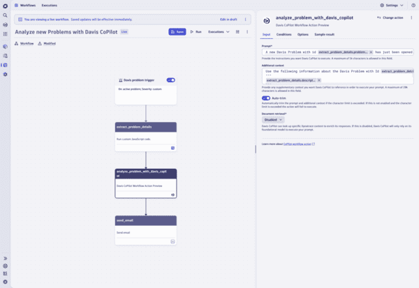 Summarize open problems with Davis CoPilot in Workflows — Dynatrace Docs