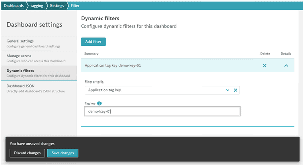Add dynamic filters to a Dynatrace dashboard — Dynatrace Docs