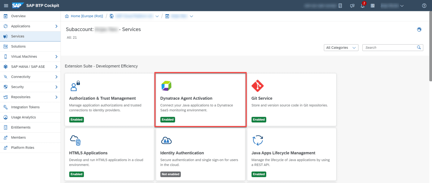 Deploy OneAgent on SAP Business Technology Platform for application ...
