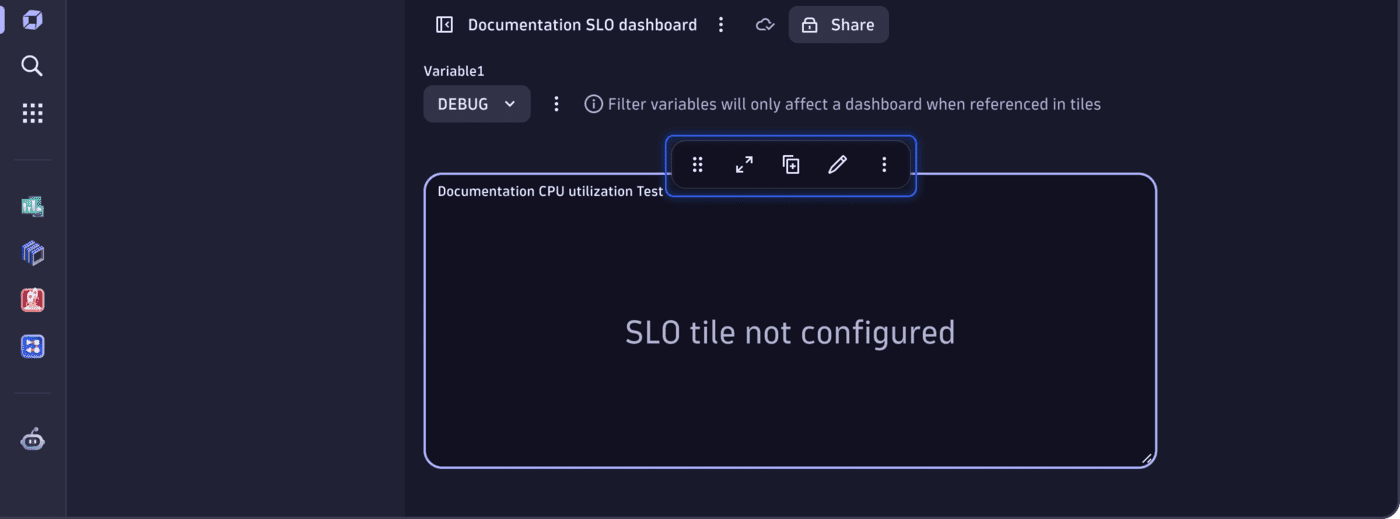 Edit a service-level objective (SLO) tile in a dashboard — Dynatrace Docs