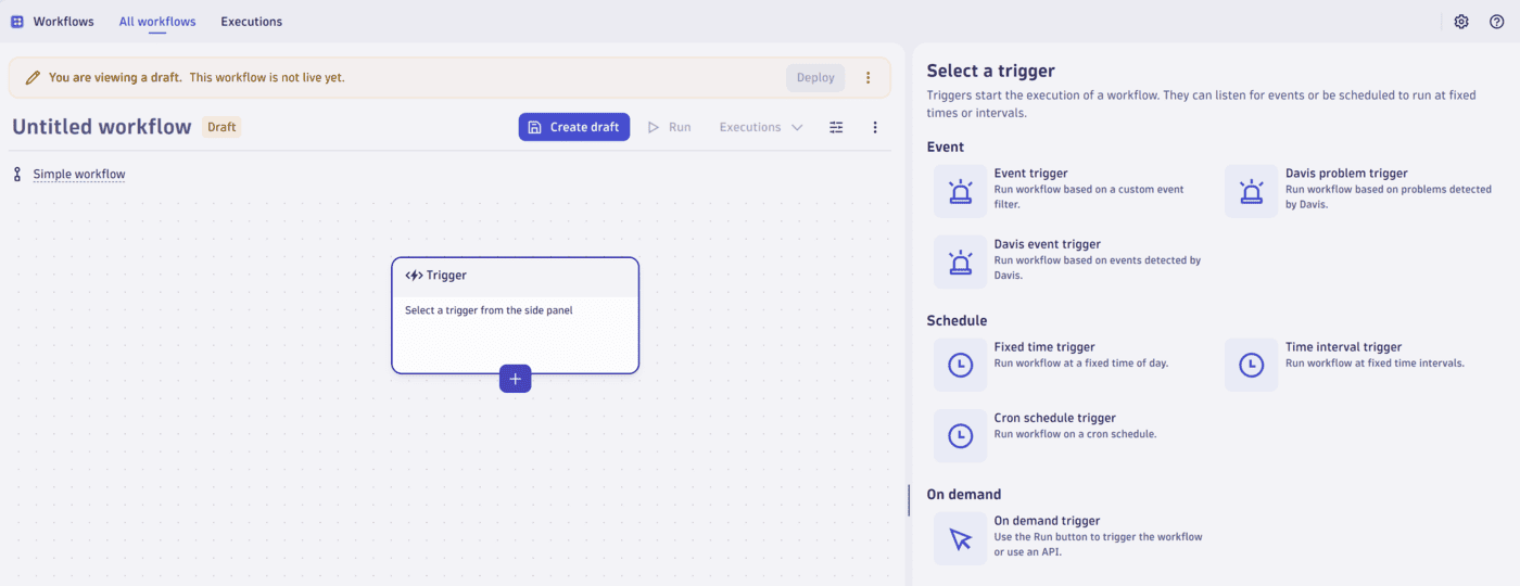 Workflows quick start guide — Dynatrace Docs