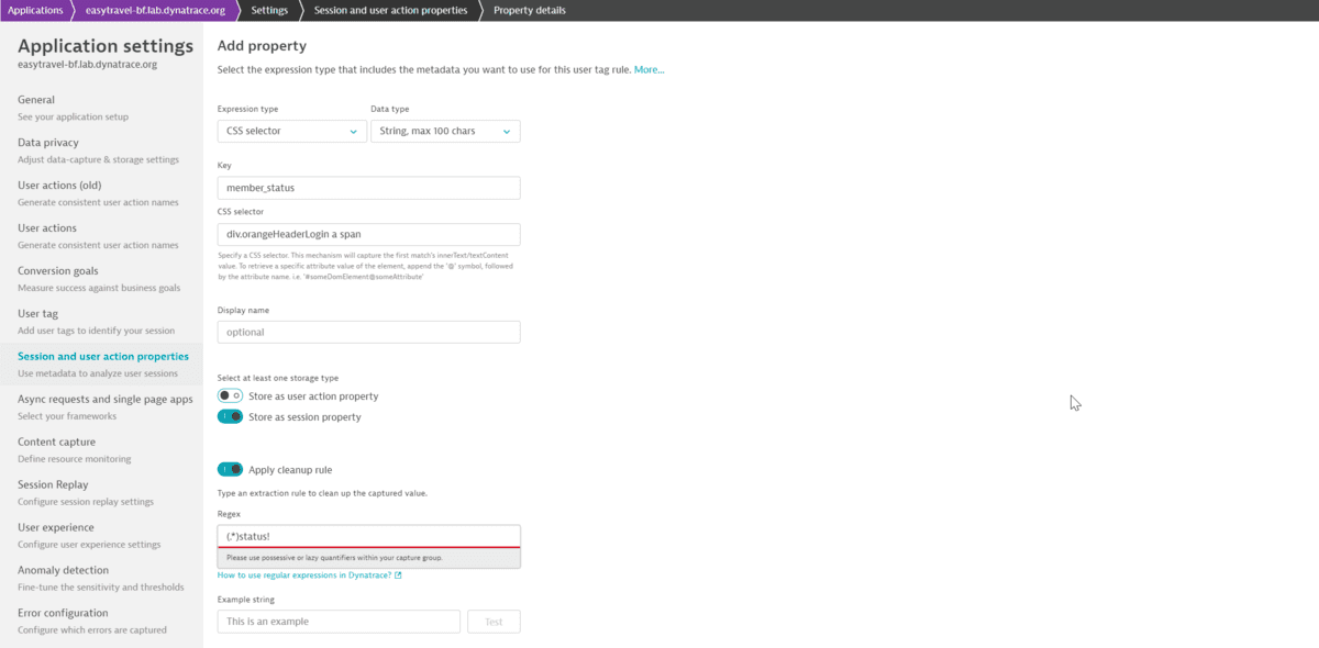 Define User Action And User Session Properties For Web Applications — Dynatrace Docs 9001