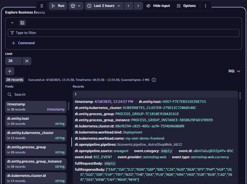 Explore data — Dynatrace Docs