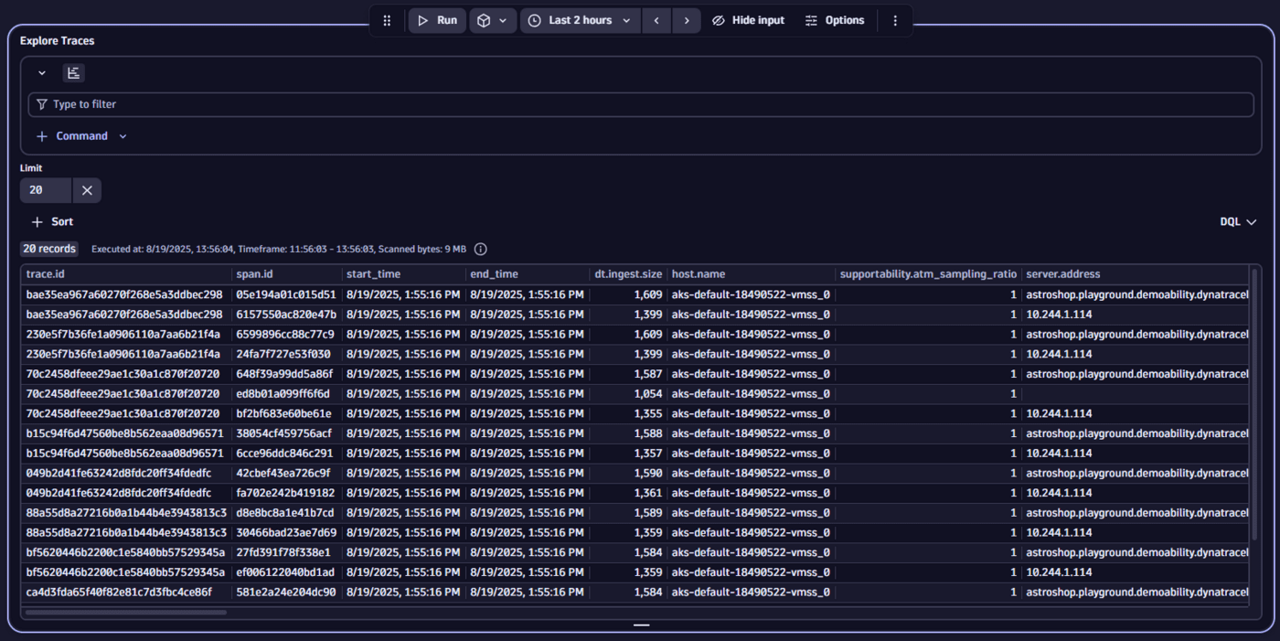 Explore data — Dynatrace Docs