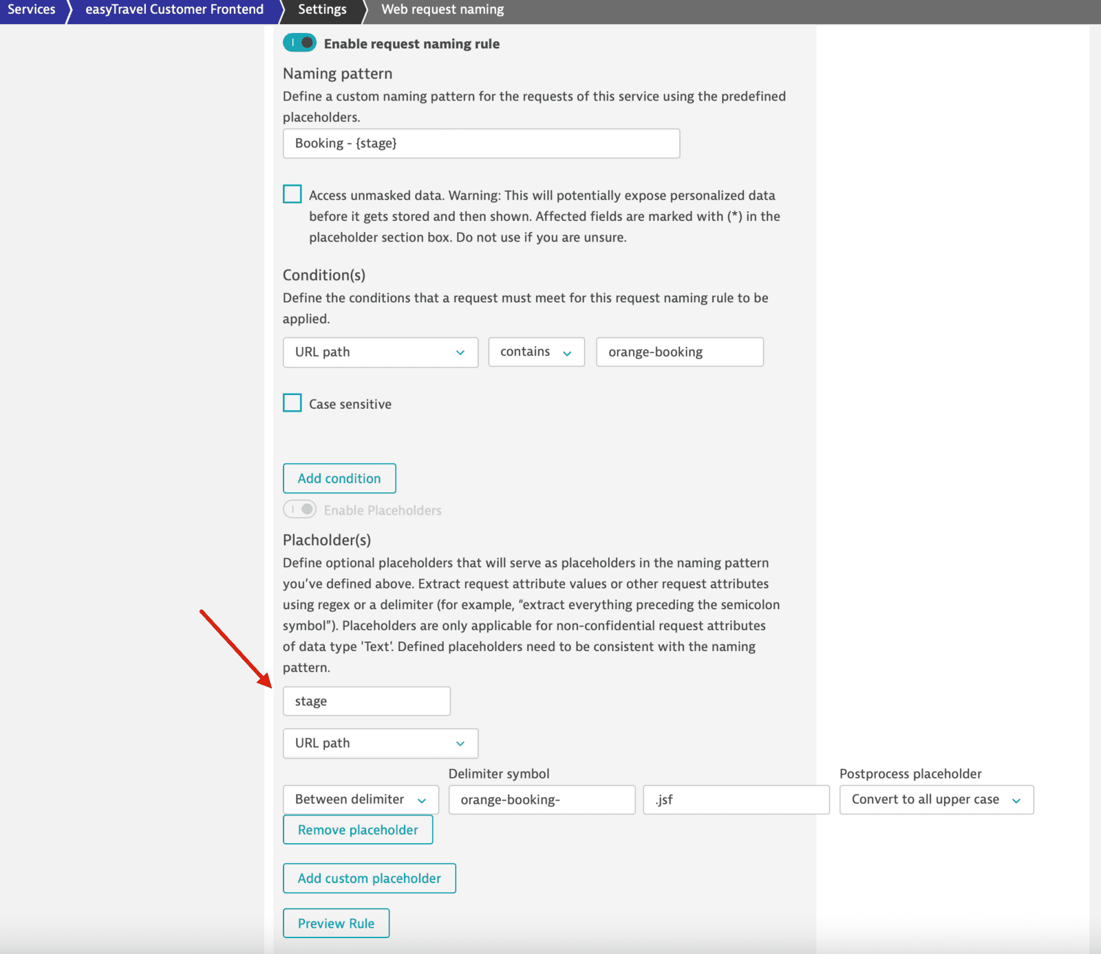Set up request naming — Dynatrace Docs