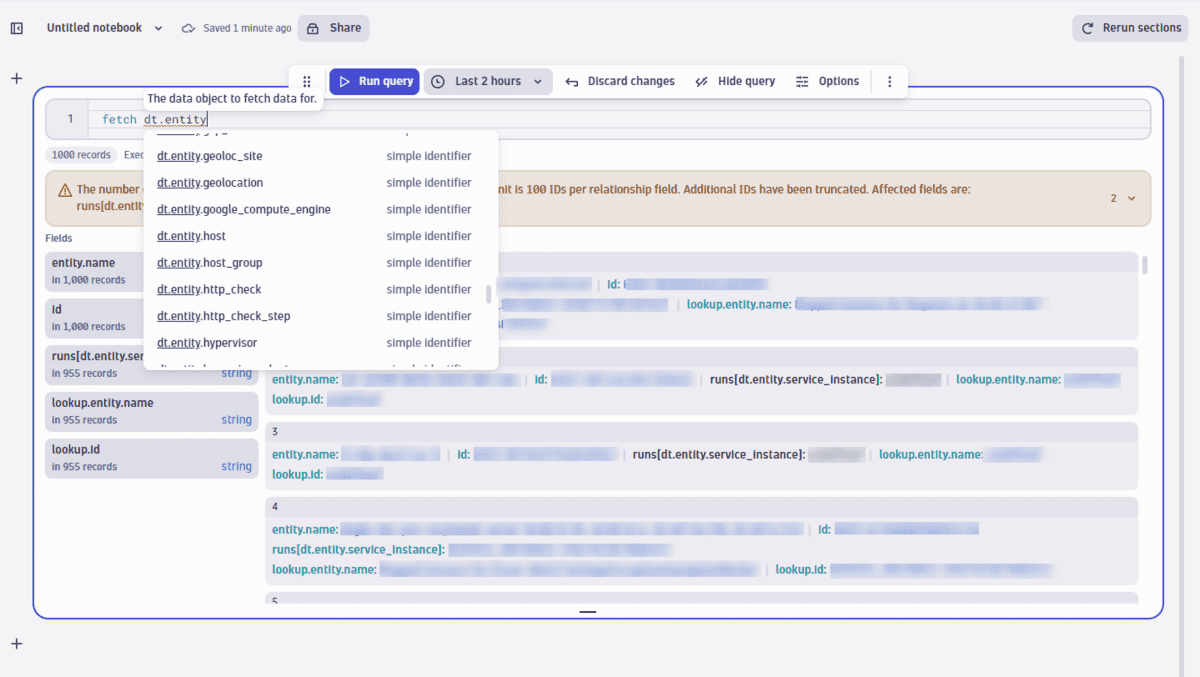 Query monitored entities in Grail — Dynatrace Docs