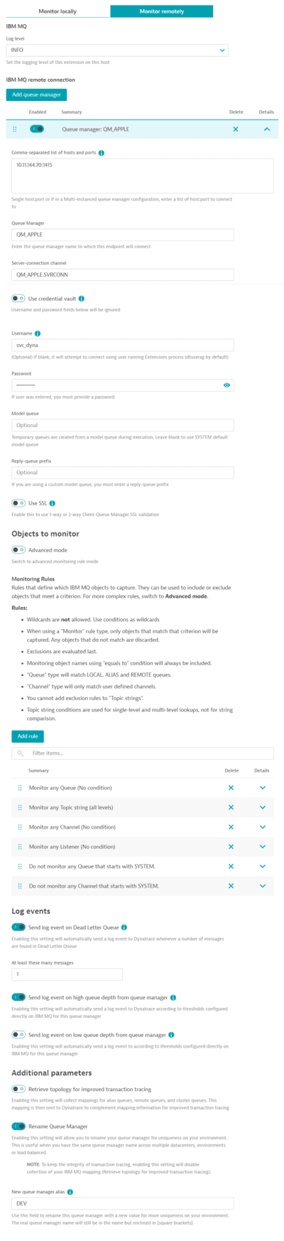 IBM MQ extension — Dynatrace Docs
