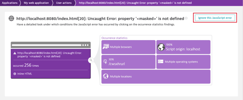 Configure error detection for web applications — Dynatrace Docs