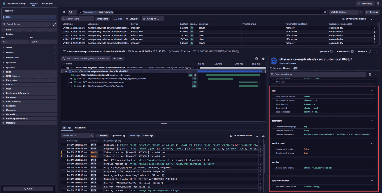 Configure OpenTelemetry tracing with Istio — Dynatrace Docs