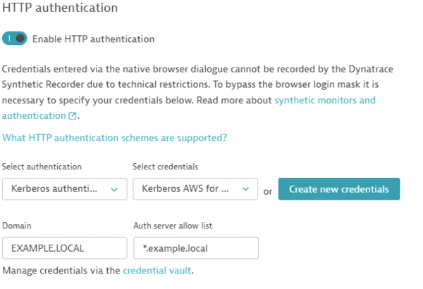 Supported Authentication Methods In Synthetic Monitoring — Dynatrace Docs