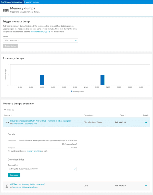 Memory dump analysis — Dynatrace Docs