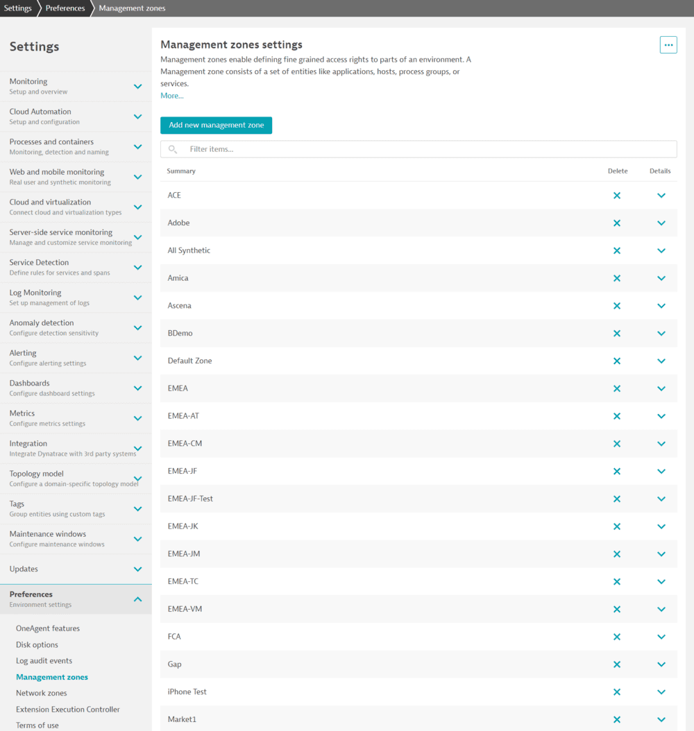 Set up management zones — Dynatrace Docs