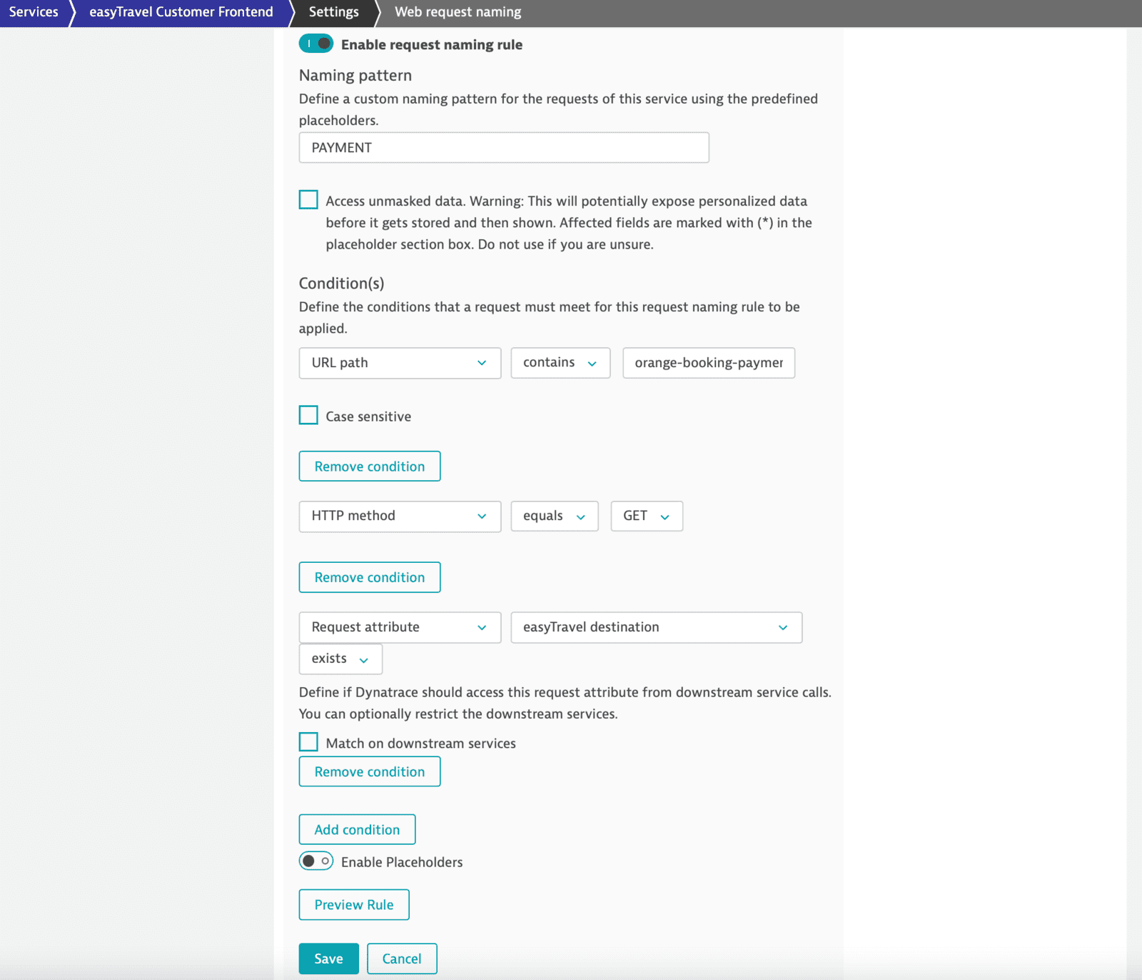 Set Up Request Naming — Dynatrace Docs