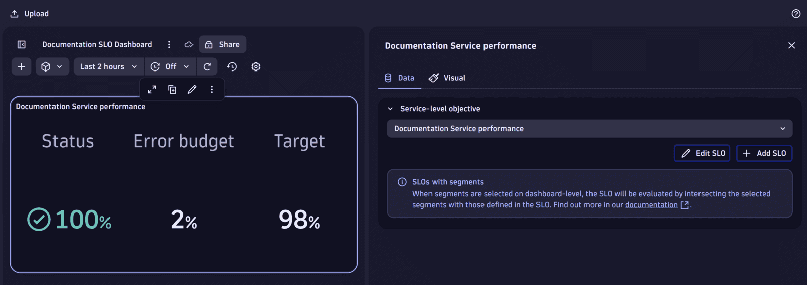 Add a service-level objective (SLO) tile to a dashboard — Dynatrace Docs