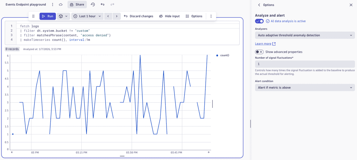 Create log alerts for a log event or summary of log data — Dynatrace Docs