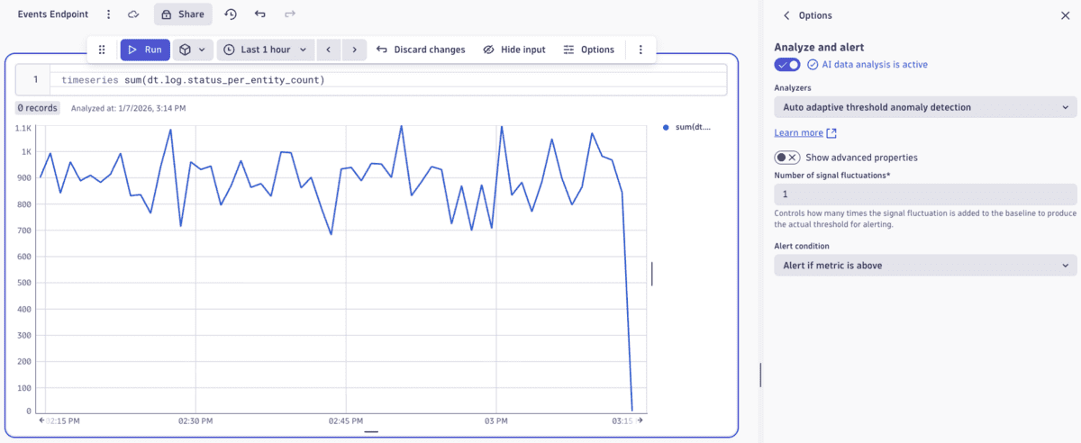 Create log alerts for a log event or summary of log data — Dynatrace Docs