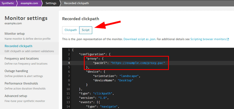 Set up a proxy for private synthetic monitoring — Dynatrace Docs