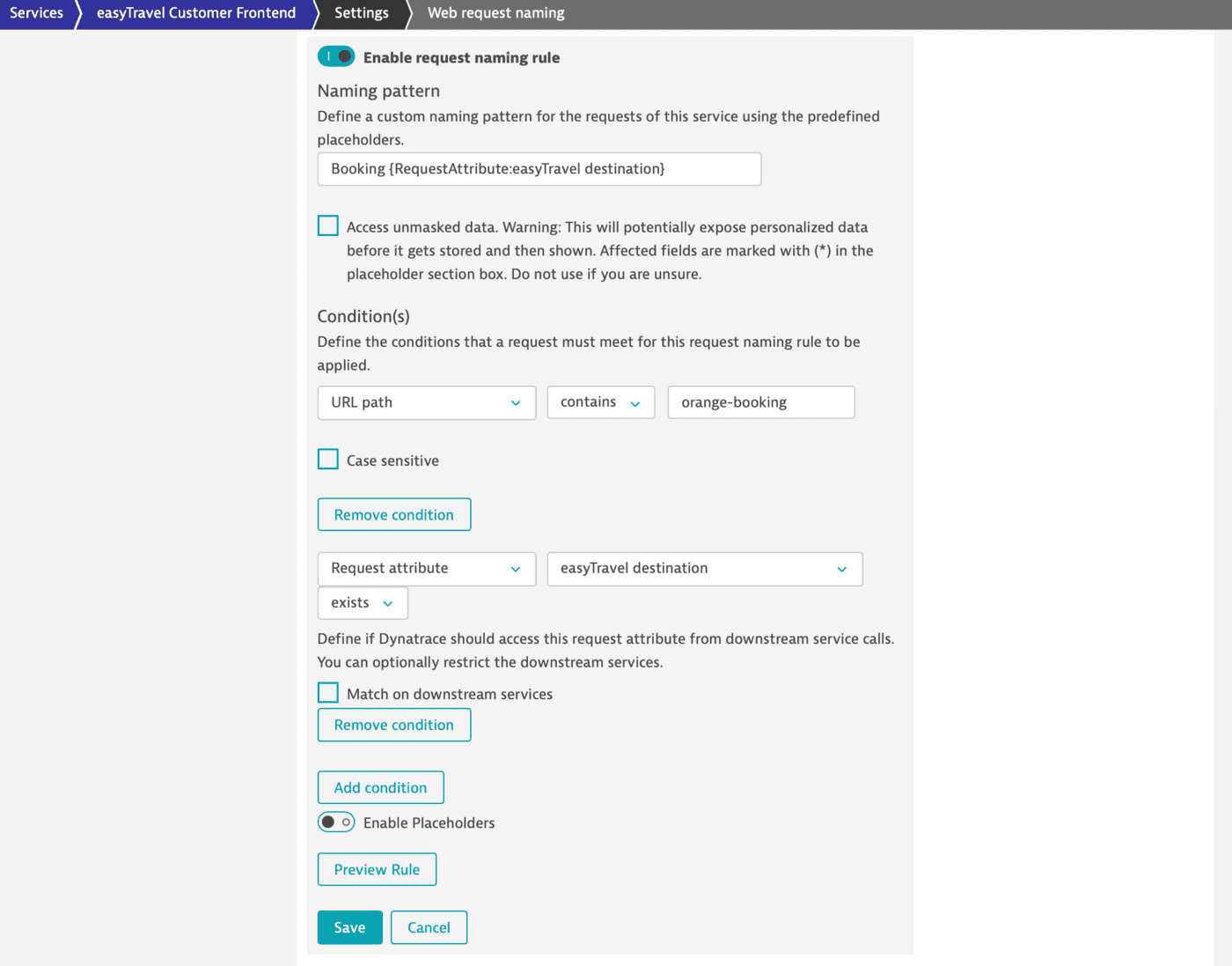 Set Up Request Naming — Dynatrace Docs
