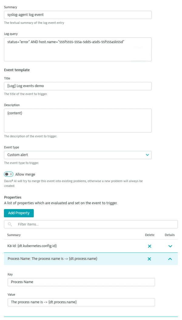 Log events — Dynatrace Docs