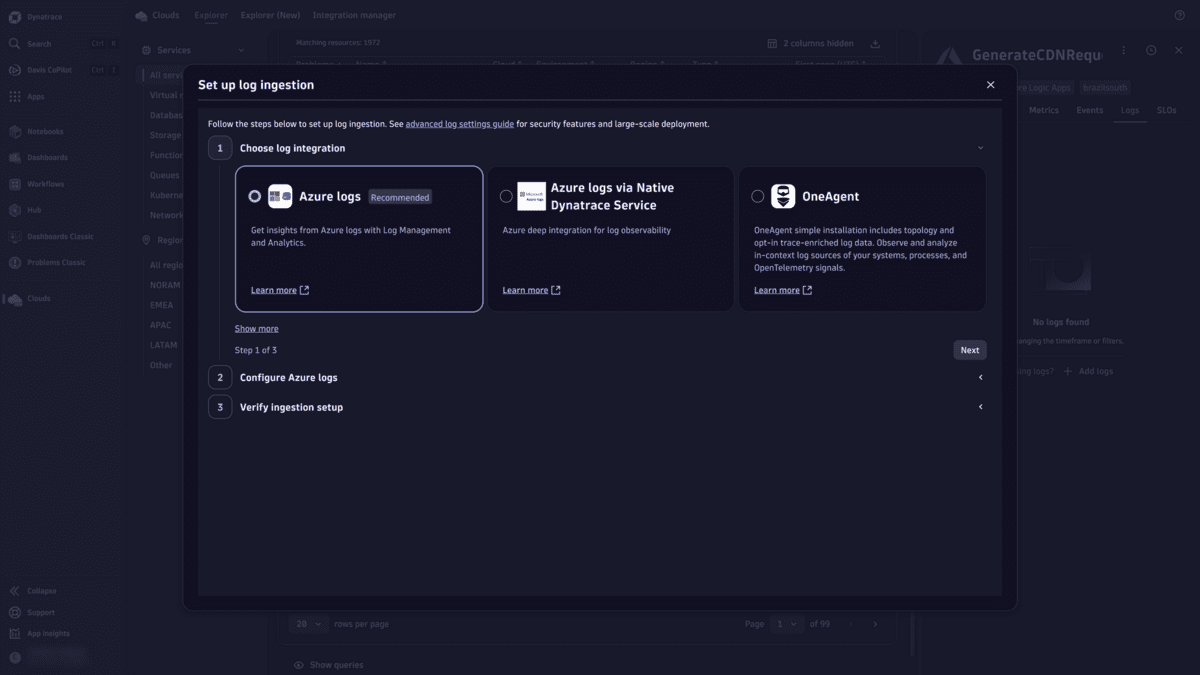 Log onboarding flow in Dynatrace Platform — Dynatrace Docs