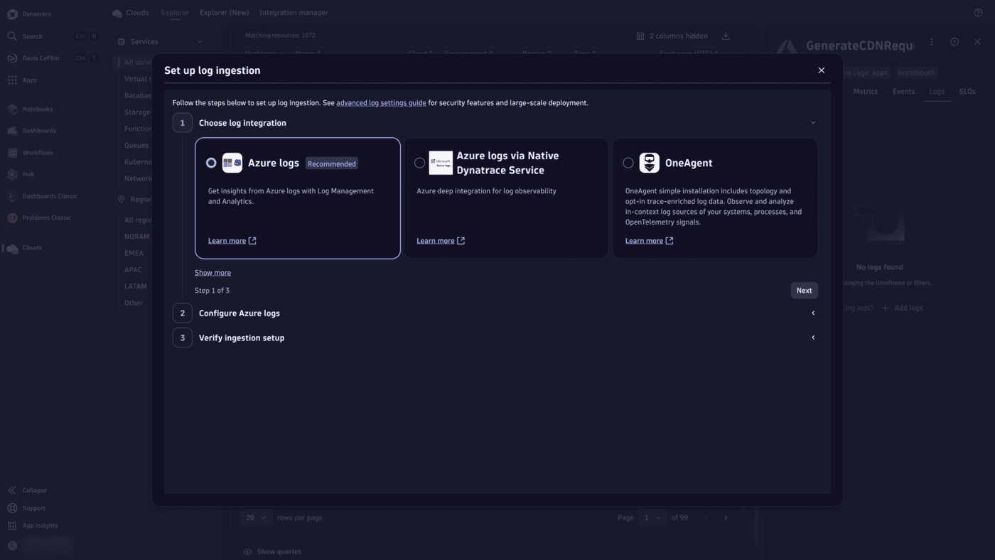 Log onboarding flow in Dynatrace Platform — Dynatrace Docs