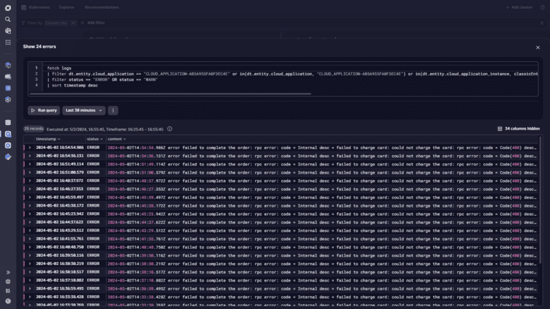 Use logs in context to troubleshoot issues — Dynatrace Docs