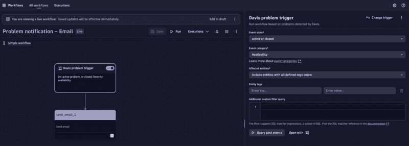 Send email notifications for problems — Dynatrace Docs