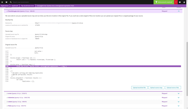 Source map support for JavaScript error analysis — Dynatrace Docs