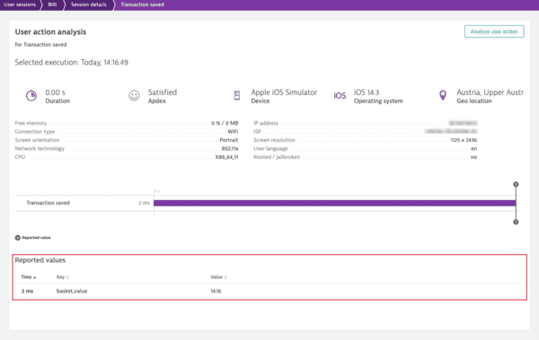 Define user action and user session properties for mobile applications — Dynatrace Docs