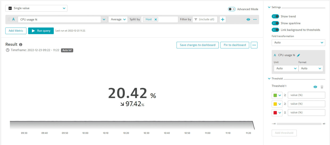 Configure and use a single-value visualization in Dynatrace — Dynatrace Docs