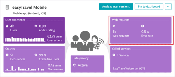 Analyze web requests for custom applications — Dynatrace Docs