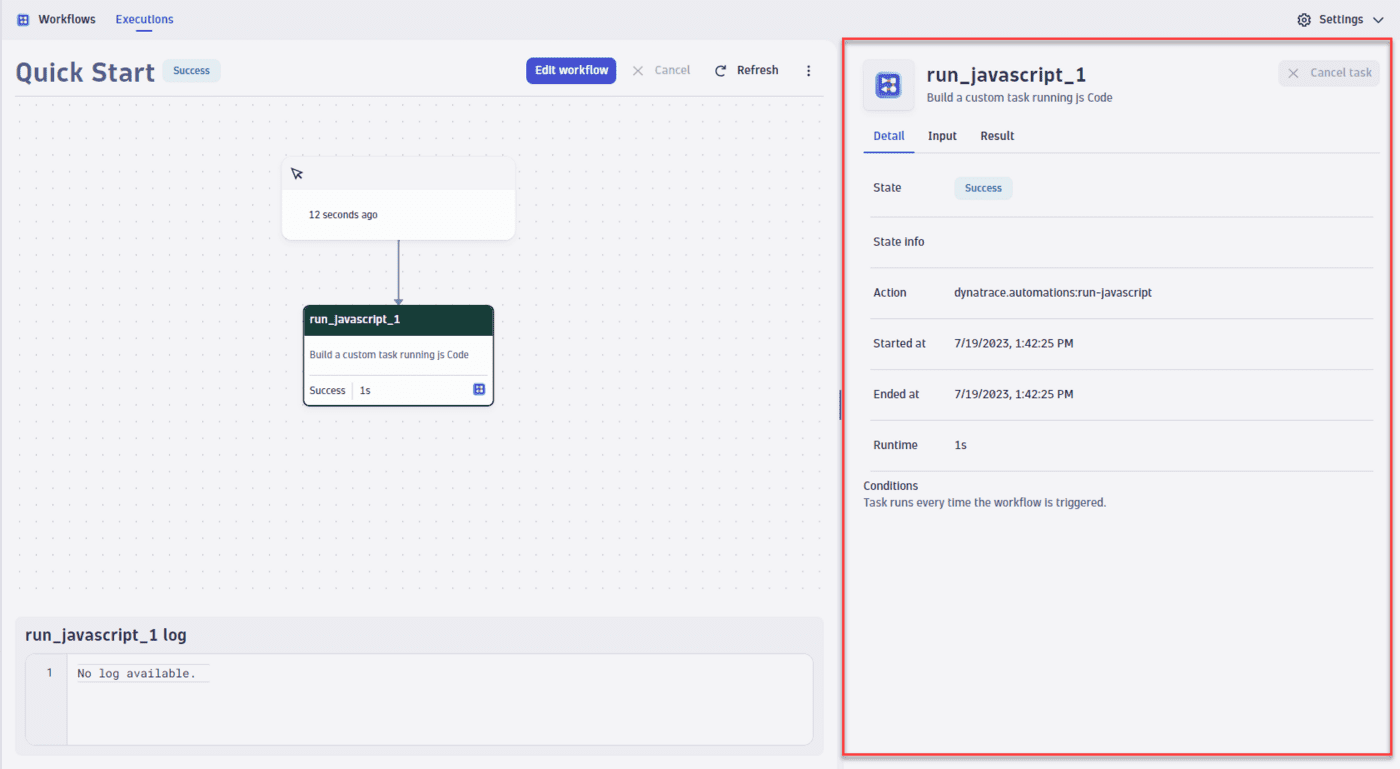 Run and monitor workflows created in Dynatrace Workflows — Dynatrace Docs