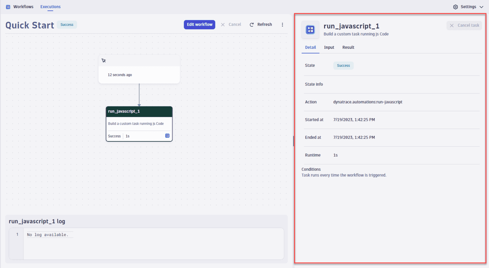 Run and monitor workflows created in Dynatrace Workflows — Dynatrace Docs