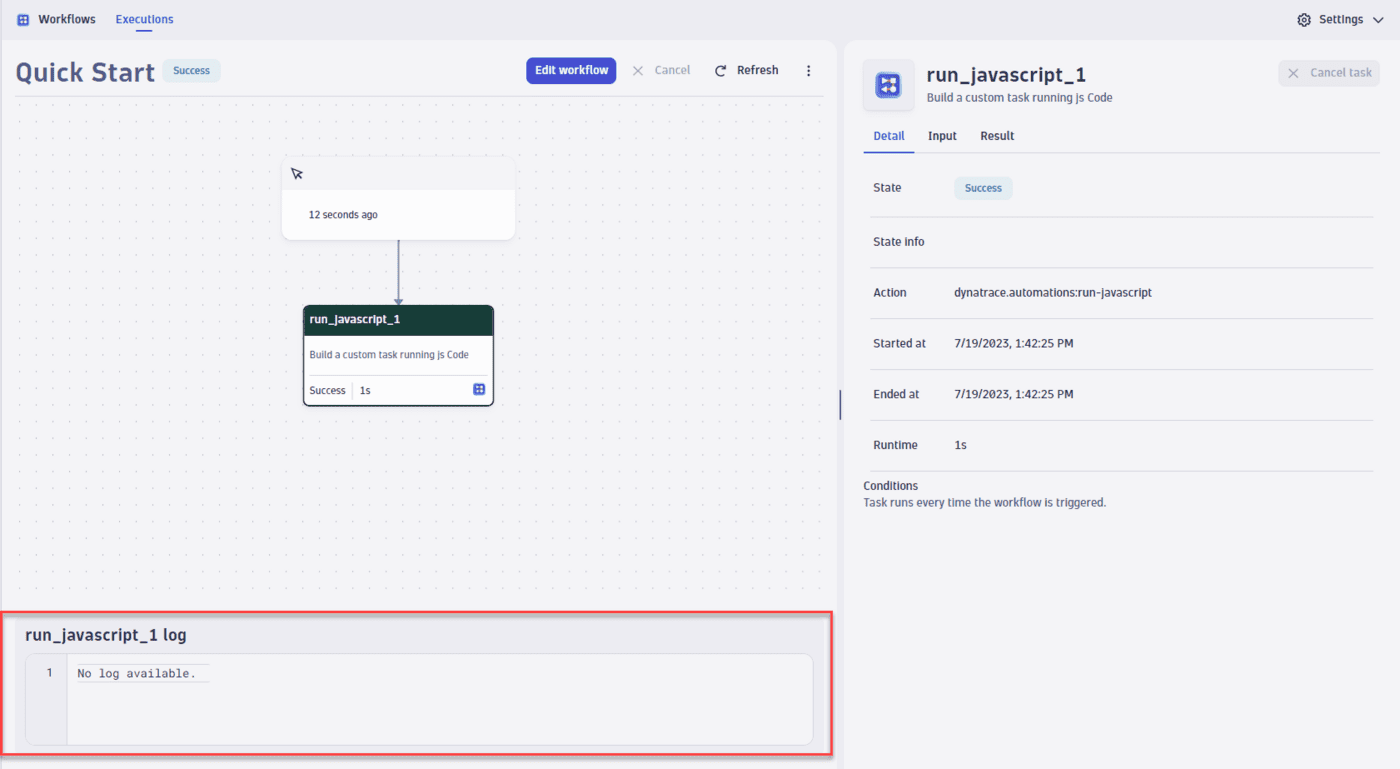 Run and monitor workflows created in Dynatrace Workflows — Dynatrace Docs