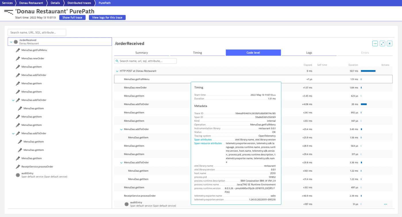 Extend traces using OpenTelemetry — Dynatrace Docs