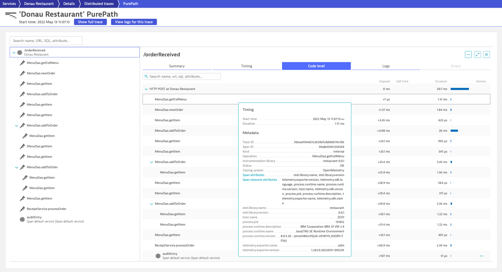 Extend traces using OpenTelemetry — Dynatrace Docs