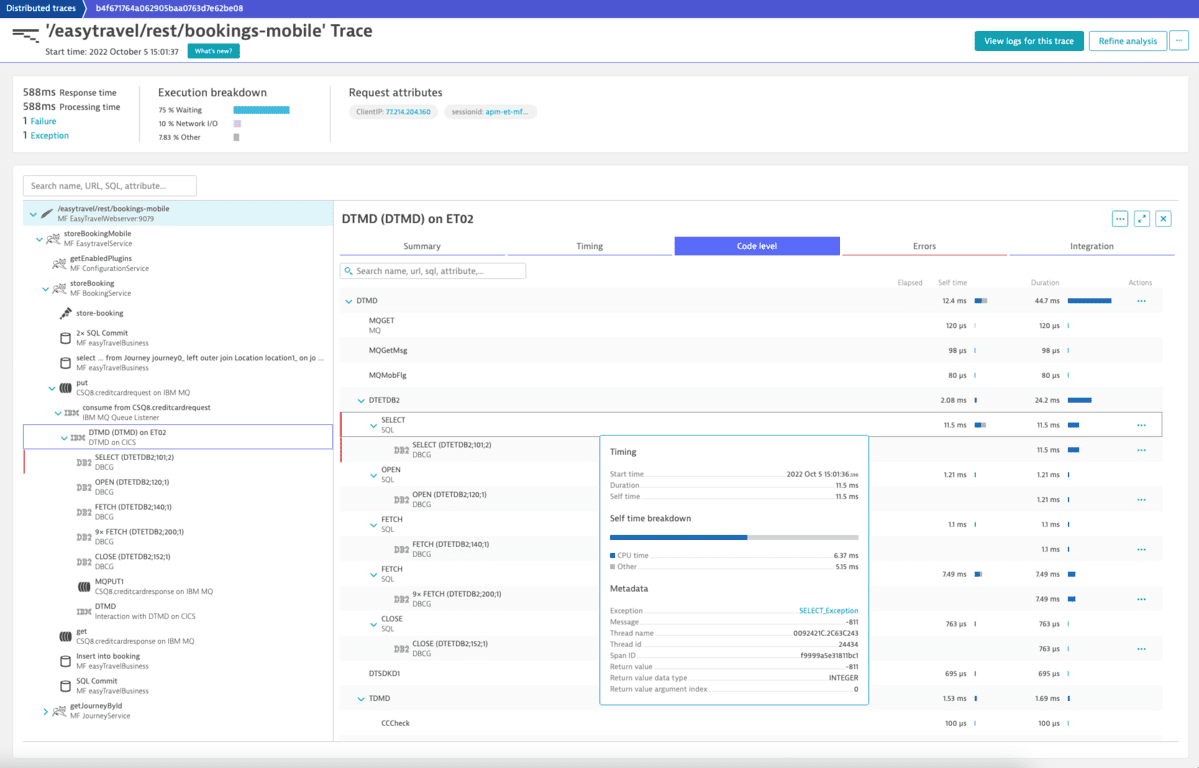 Trace transactions end-to-end — Dynatrace Docs
