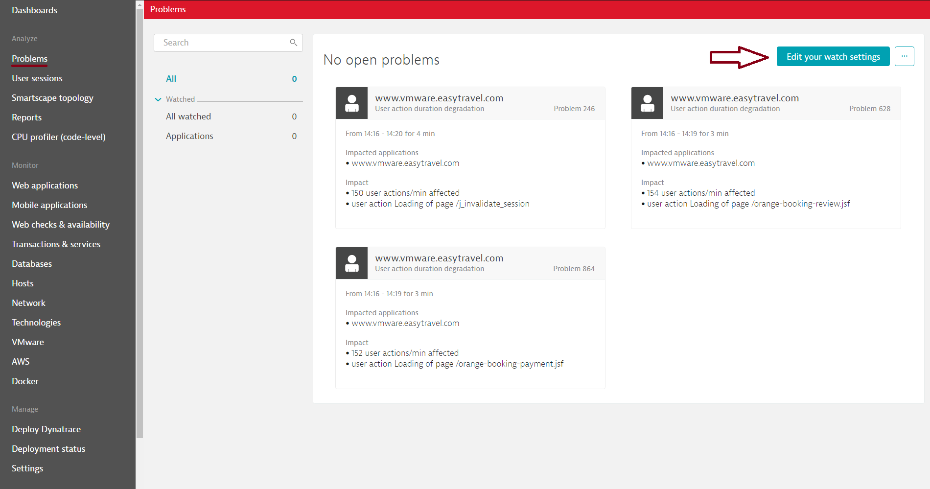 Custom threshold settings for technologies monitored with plugins