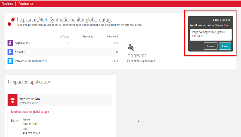 Ability to manually close problems when justified