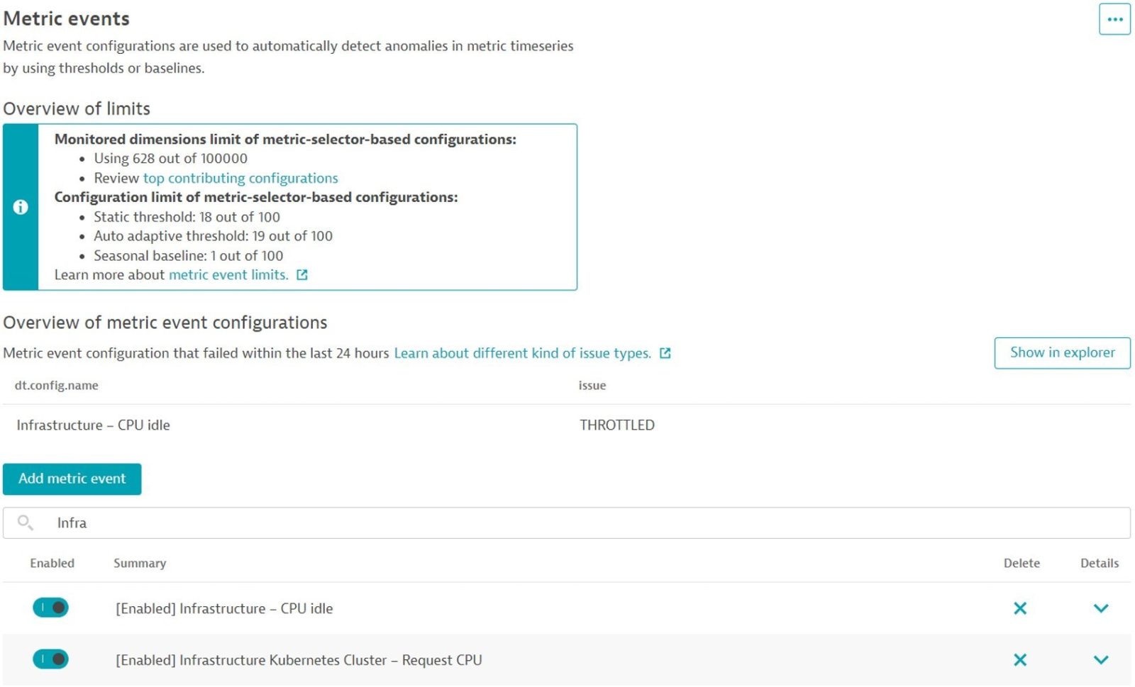 Metric Events Set Up Anomaly Detection Based On Your Business Needs